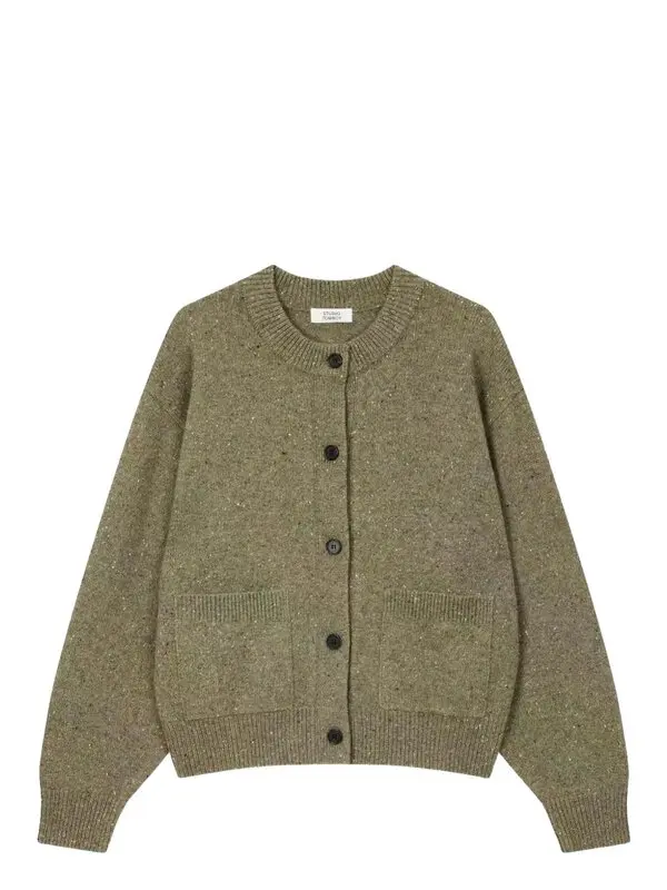 STUDIO TOMBOY Patch-pocket Speckled Cardigan - Green