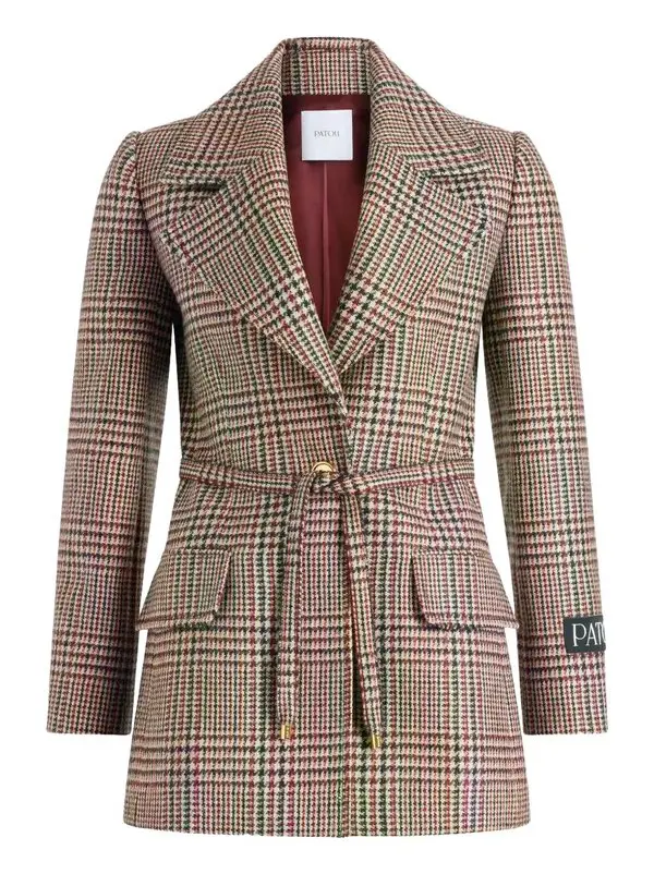 PATOU Checked Belted Jacket - Neutrals