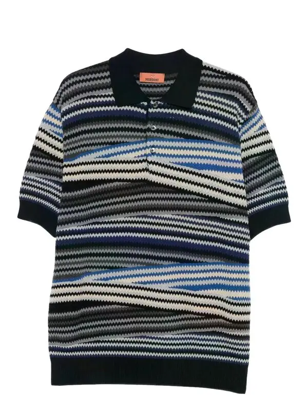 Missoni Striped Zig-zag Polo Shirt - Black