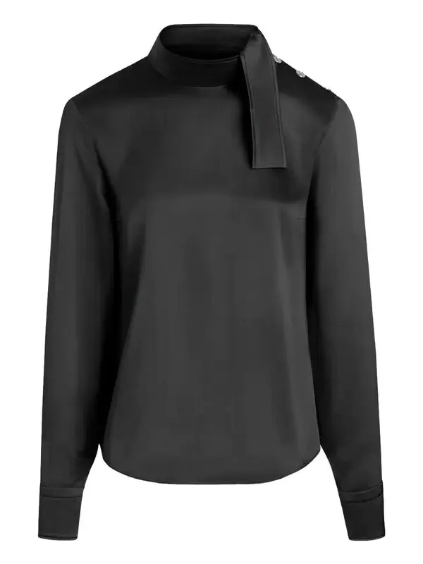 Patou Scarf-collar Button-detail Blouse - Black