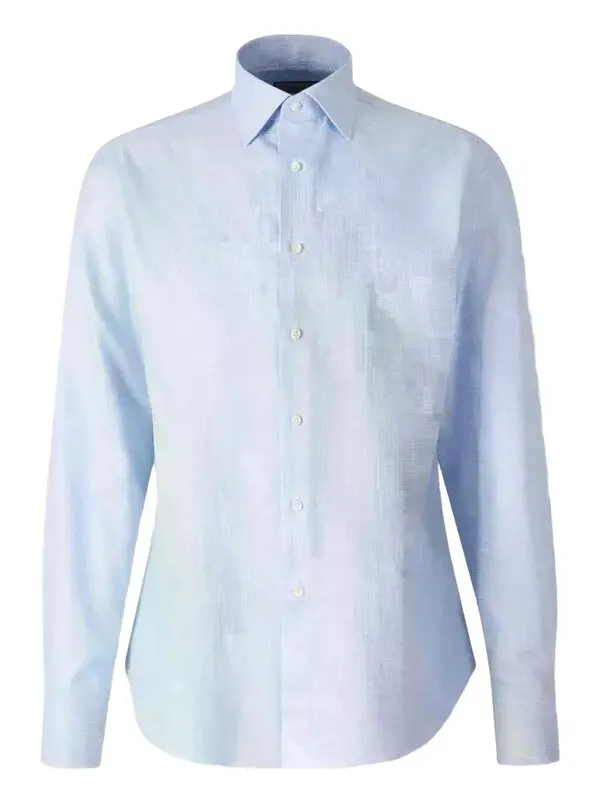 Canali Textured Button-cuff Shirt - Blue
