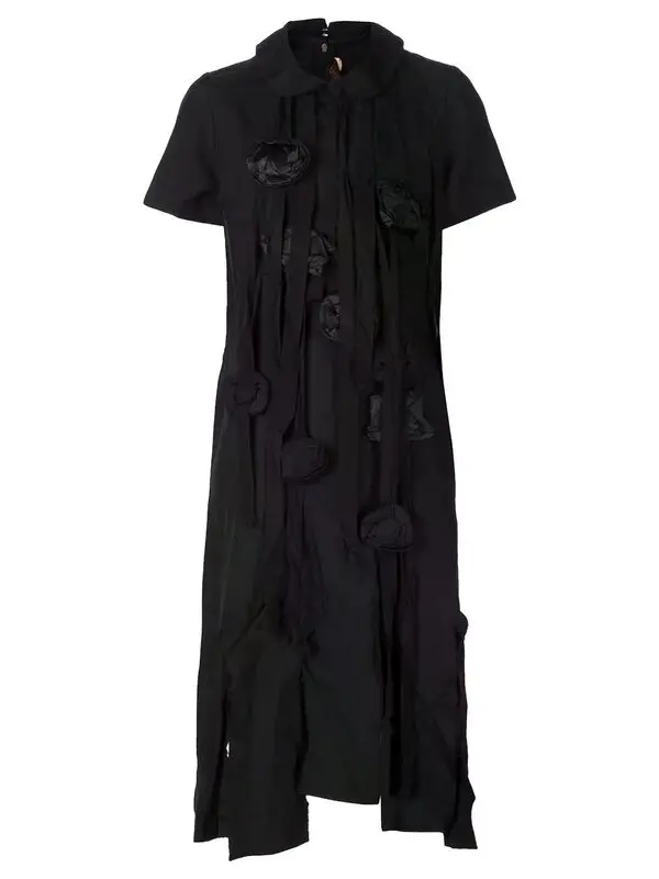 Comme Des Garçons Flower Appliqué Shirt Dress - Black
