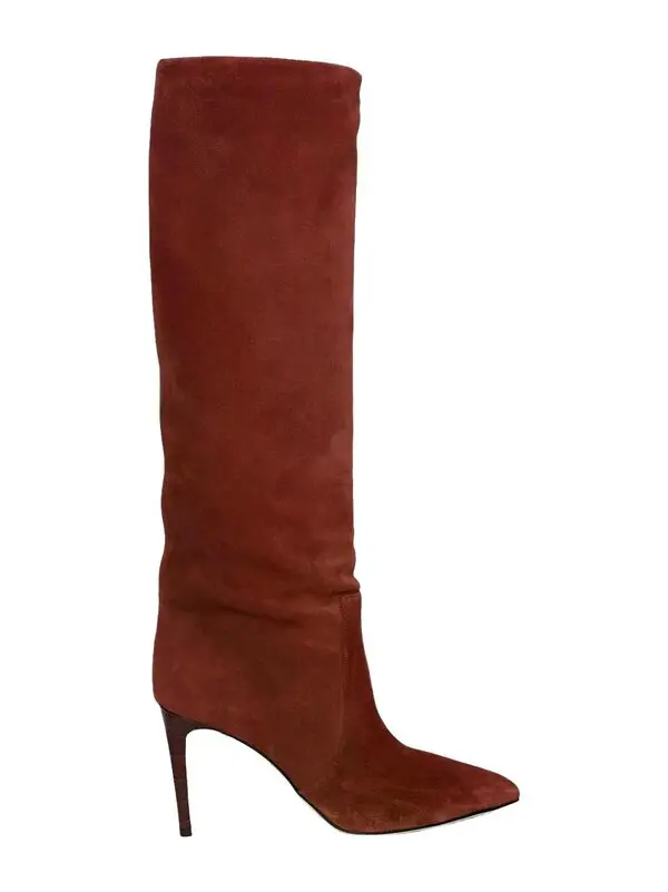 Paris Texas 85mm Stiletto Knee-high Suede Boots - Red
