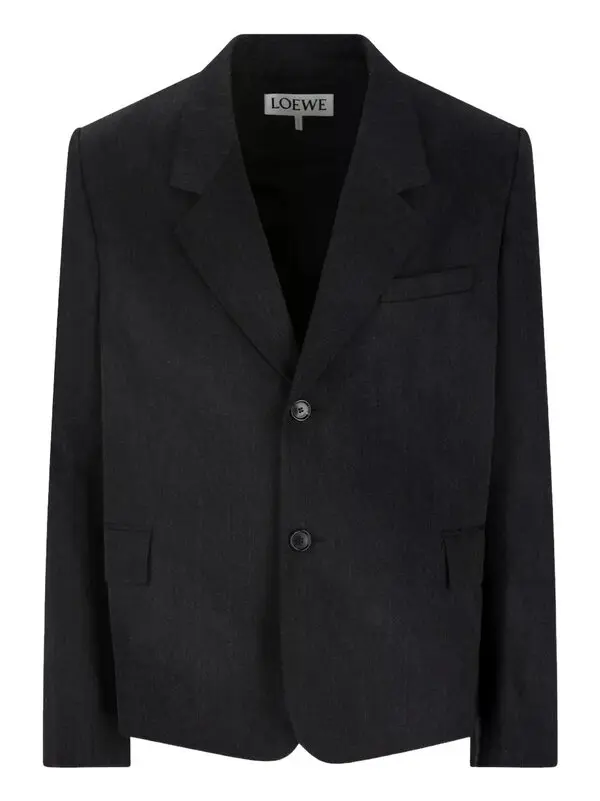 Loewe Buttoned Cropped Jacket - Grey