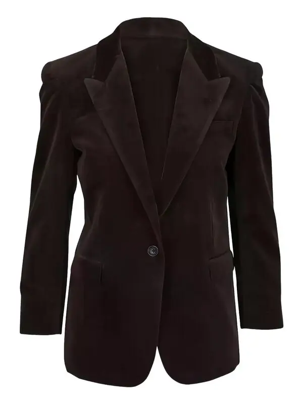 NILI LOTAN Velvet Single-breasted Blazer - Brown