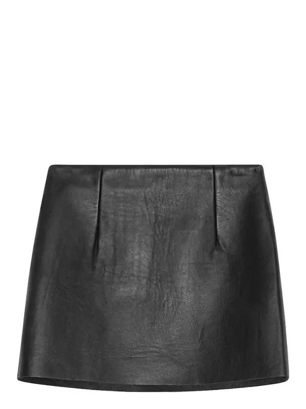 Remain Birger Christensen Zip-front Leather Mini Skirt - Black