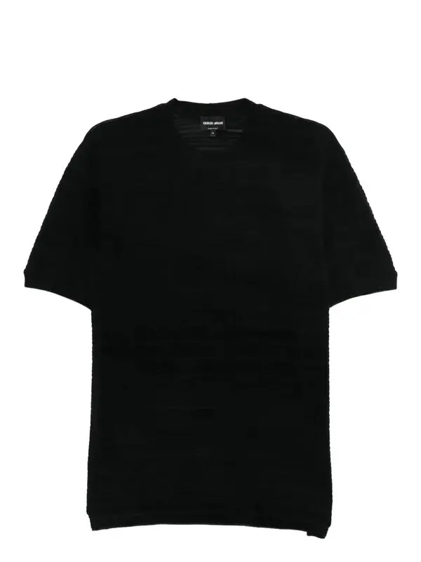 Giorgio Armani Striped Wool T-shirt - Black