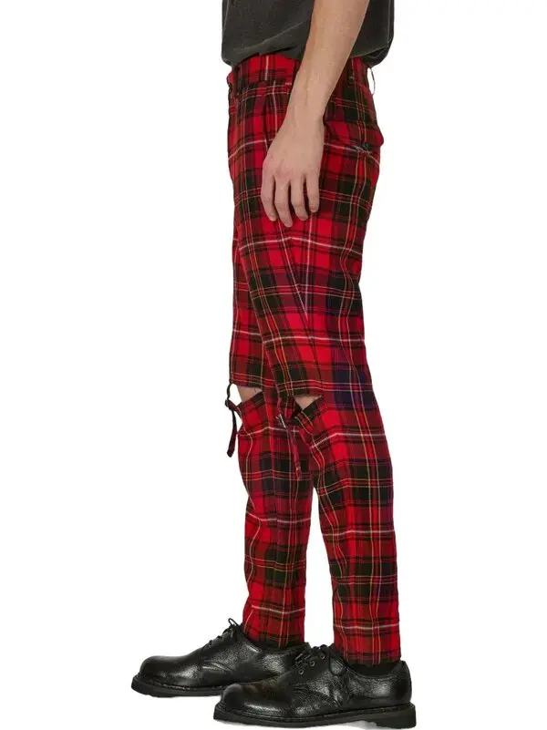 BLACK COMME DES GARÇONS Plaid Trousers With Buckle Detail - Red