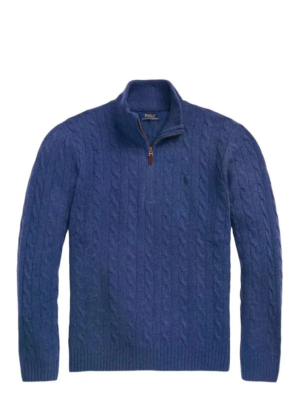 Polo Ralph Lauren Cable-knit Quarter-zip Sweater - Blue