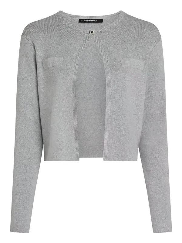 Karl Lagerfeld Ikon Cropped Cardigan - Grey