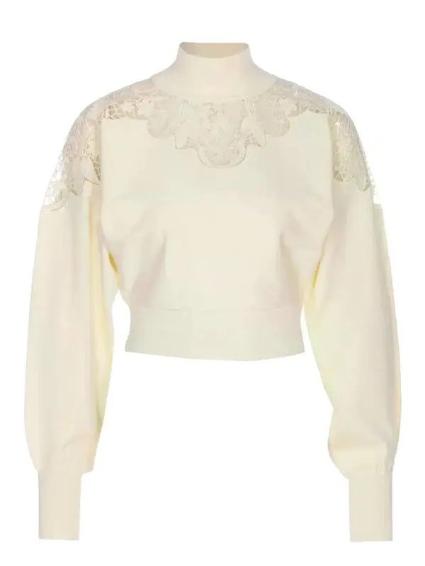 TWINSET Lace-insert High-neck Sweater - Neutrals