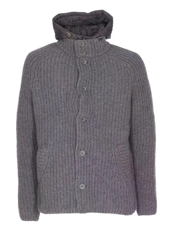 Herno Hooded Knit Jacket - Grey