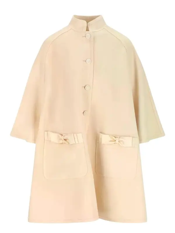 Valentino Garavani Bow-embellished Cape Coat - Neutrals