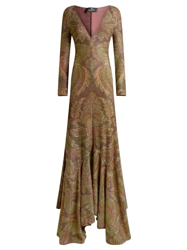 Etro Paisley-print Ruffled Dress - Brown