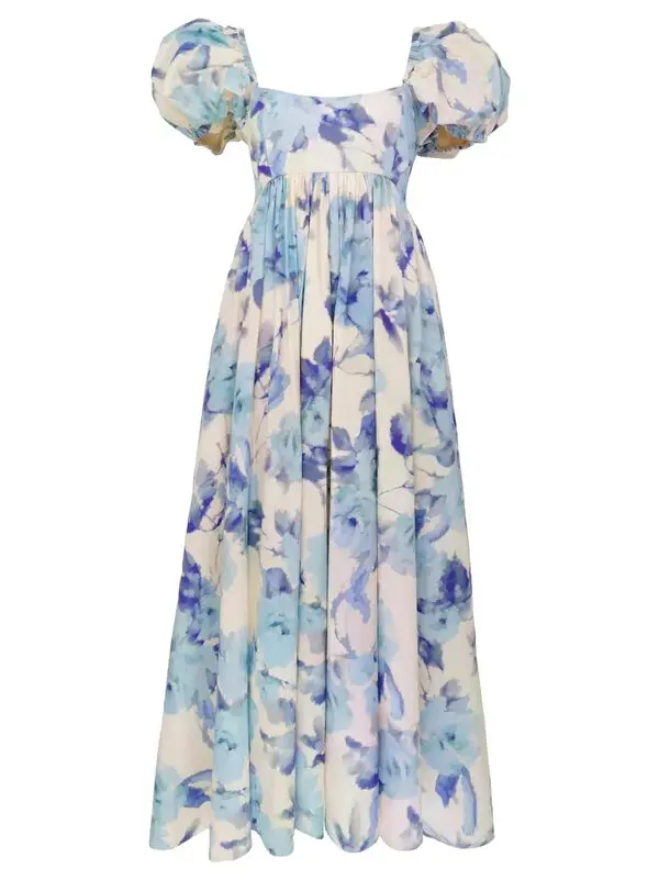 AZLEE Floral Midi Dress - Blue