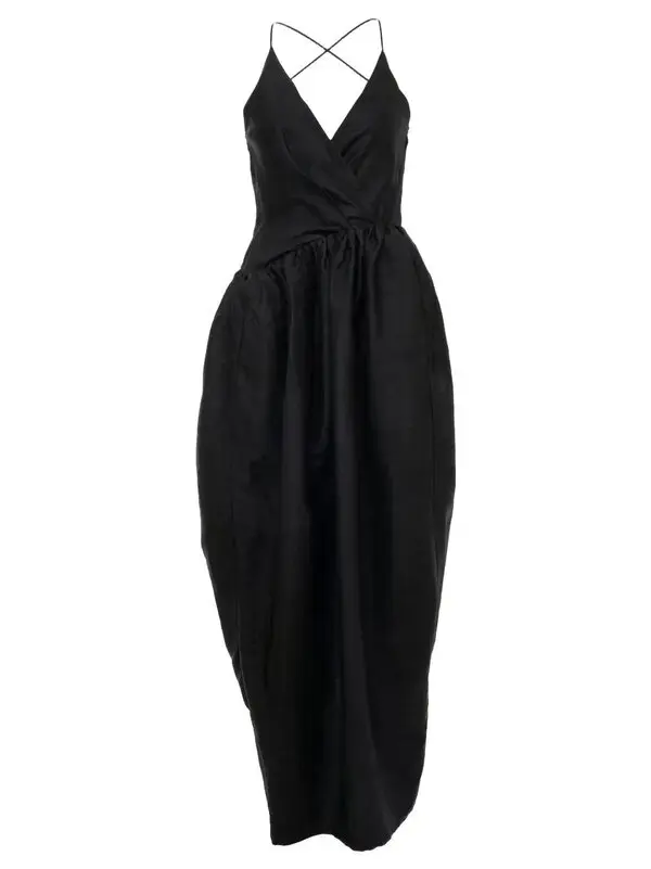 YANGKEHAN Draped Cross-back Dress - Black