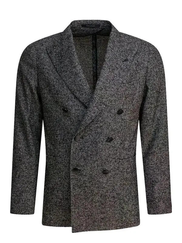 Tagliatore Double-breasted Textured Jacket - Black