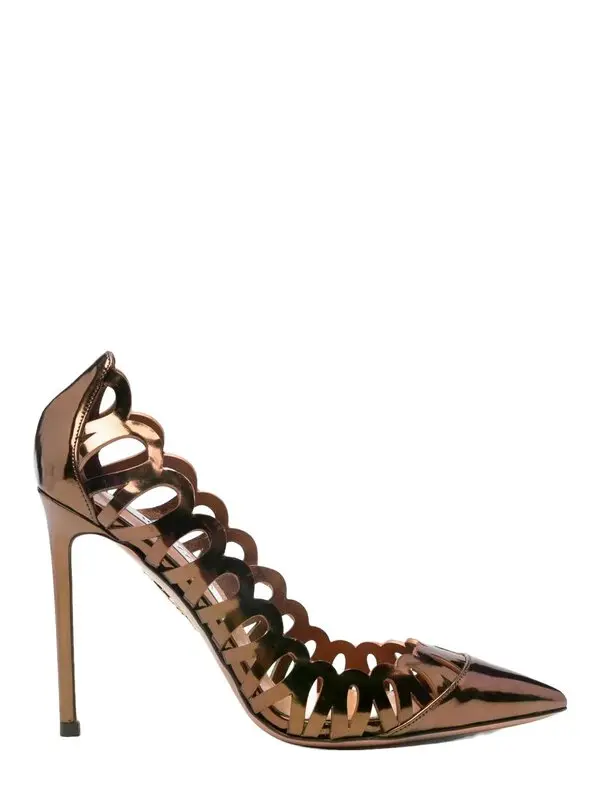AQUAZZURA 105mm Laser-cut Peep Toe Pumps - Brown
