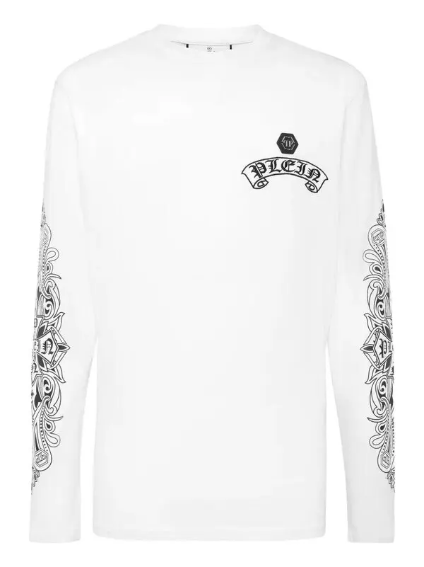 Philipp Plein Crest-embellished Long-sleeve T-shirt - White