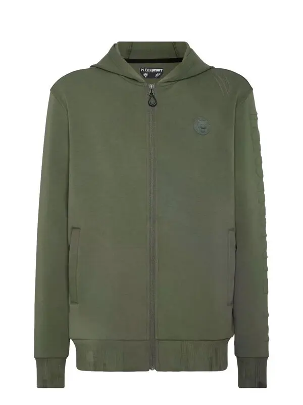 PLEIN SPORT Embossed Logo-detail Zip-up Hoodie - Green