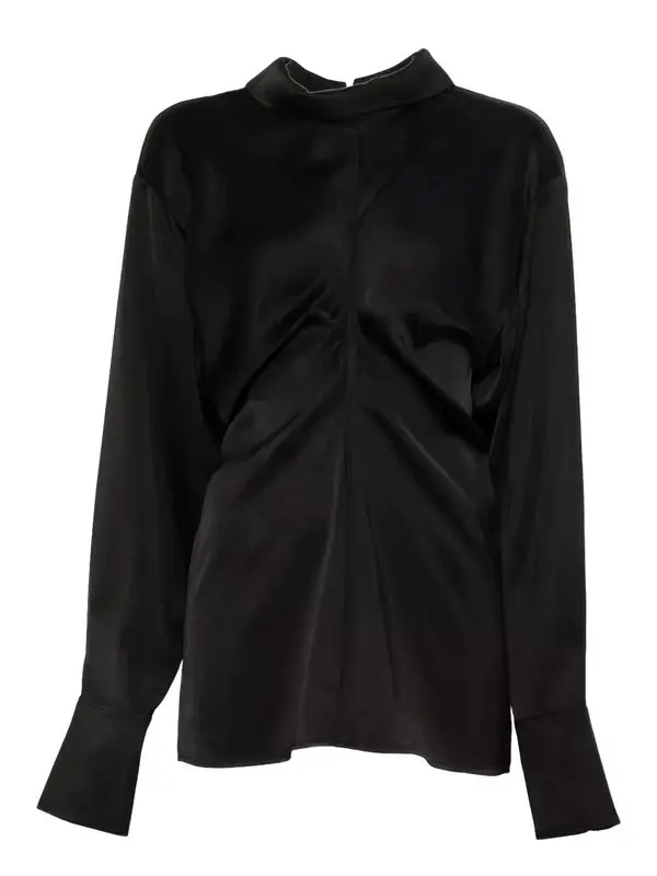 TOTEME Slouch Zip-front Draped Blouse - Black
