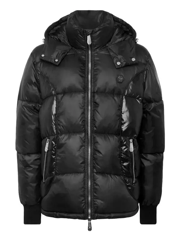 Philipp Plein Hooded Puffer Jacket - Black