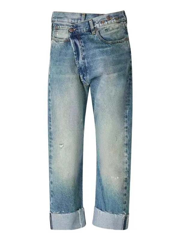 R13 Crossover Frayed Jeans - Blue