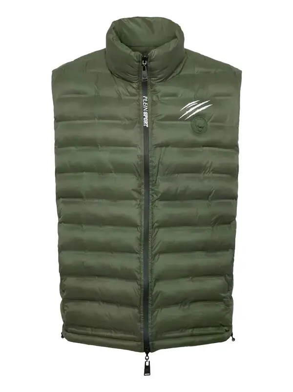 PLEIN SPORT Shanghai Quilted Claw-print Gilet - Green