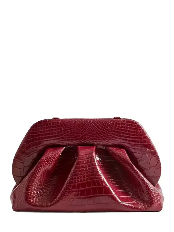 THEMOIRE Tia Crocodile-effect Clutch - Red