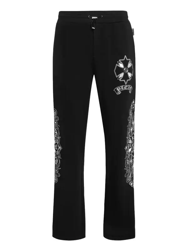 Philipp Plein Chrome-crest-embroidered Track Pants - Black