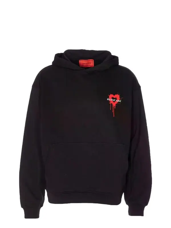 VISION OF SUPER Heart-print Hoodie - Black