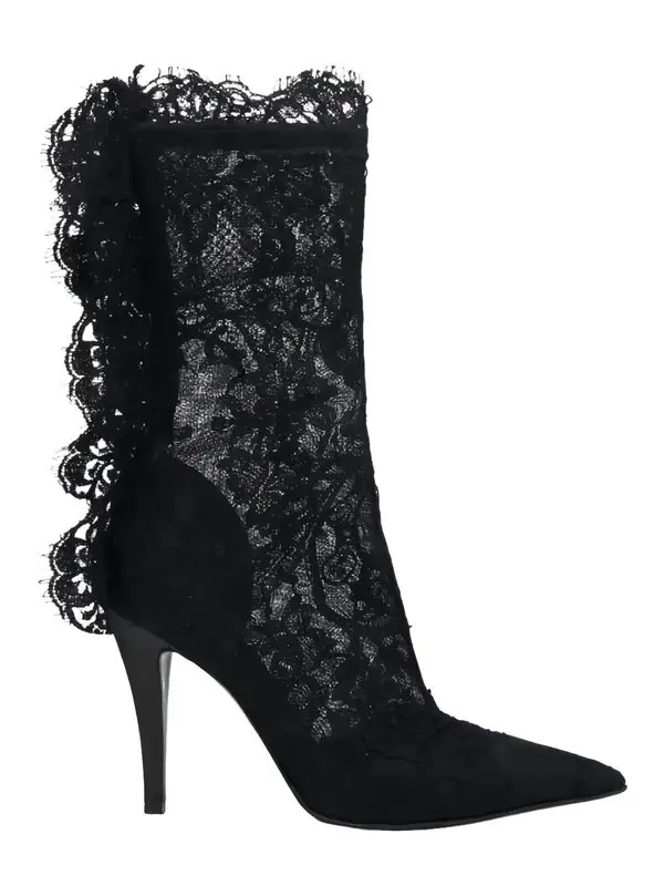 Alexander McQueen 105mm Lace-trimmed Stiletto Boots - Black
