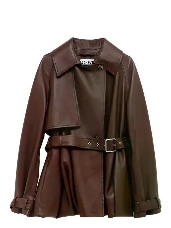 Loewe Belted Leather Jacket - Brown