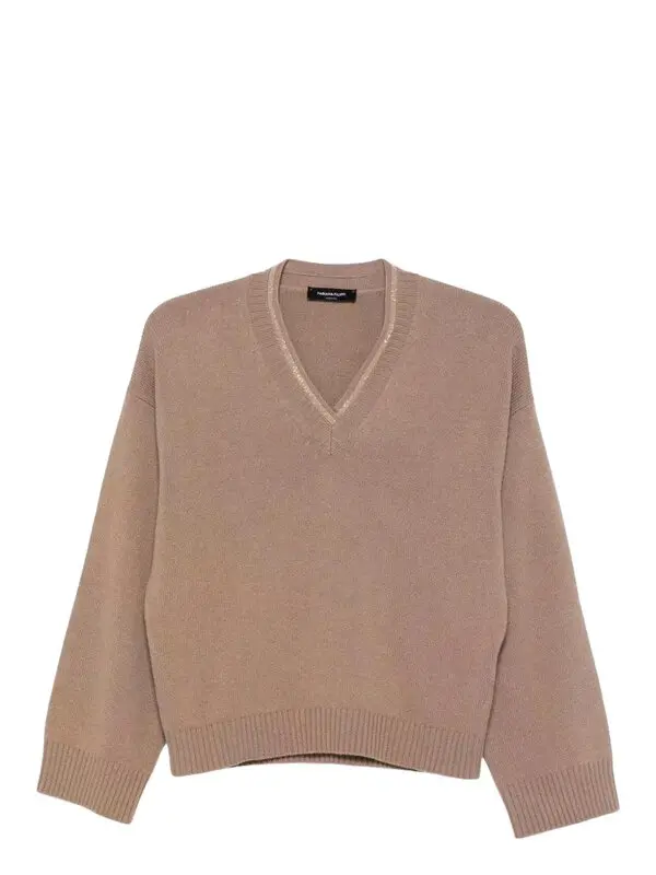 Fabiana Filippi Embellished V-neck Sweater - Brown