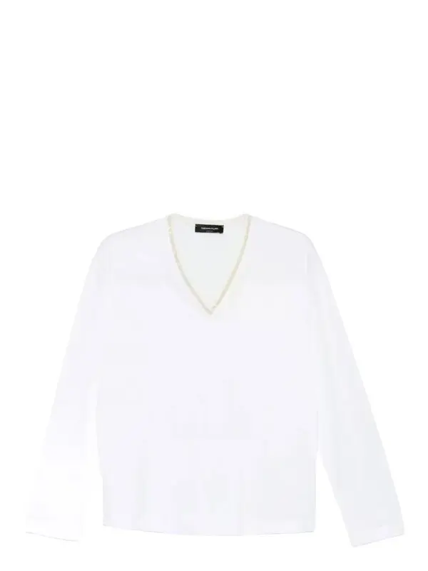 Fabiana Filippi Embellished V-neck T-shirt - White