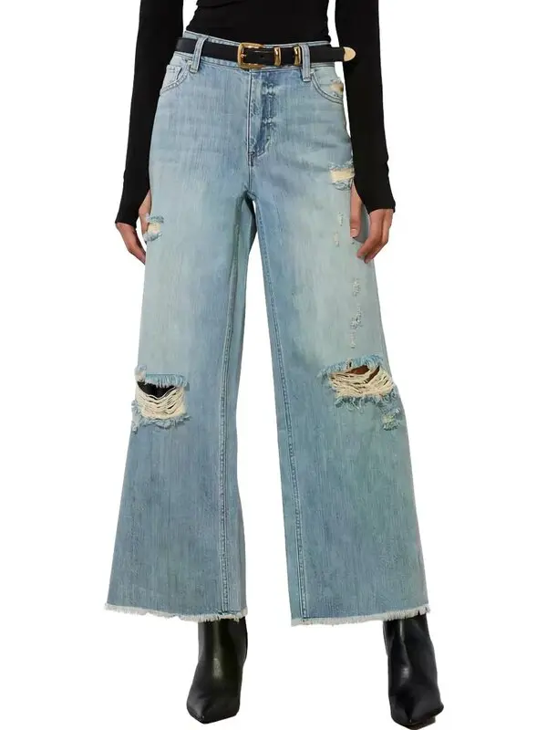 Alice + Olivia Devoe Distressed Raw-hem Jeans - Blue