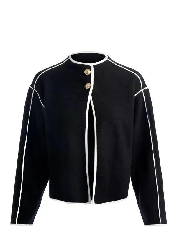 Alice + Olivia Piped-trim Wool Blend Jacket - Black