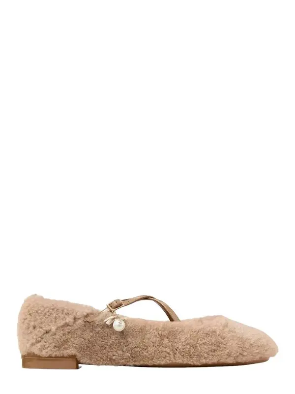 JIMMY CHOO Shearling Ballerina Flats - Brown