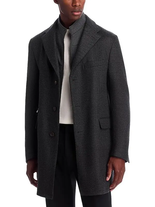 Corneliani Herringbone Bib Top Coat - Charcoal