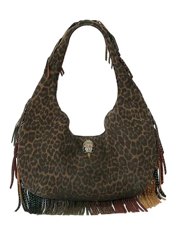 Kurt Geiger Shoreditch Large Fringe Hobo Bag - Open Brown
