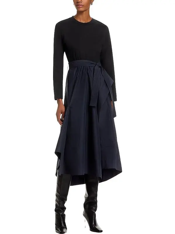 3.1 Phillip Lim Long Sleeve T-shirt Combo Dress - Black Midnight