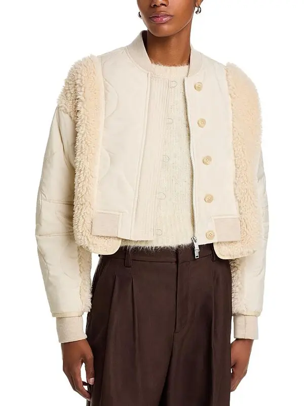 3.1 Phillip Lim Cropped Sherpa Combo Jacket - Parchment
