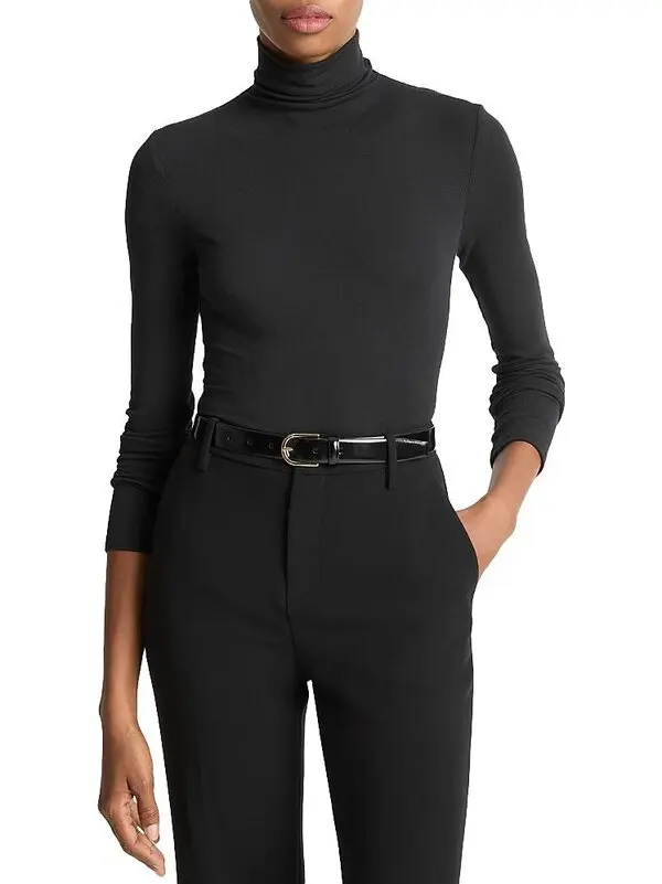 Vince Essential Long Sleeved Turtleneck Top - Black