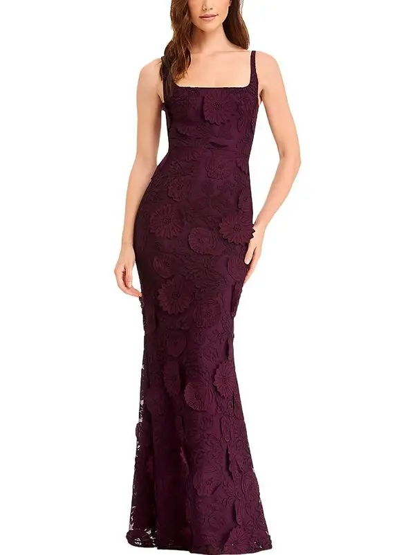 Dress The Population Lorena Applique Gown - Dark Cherry