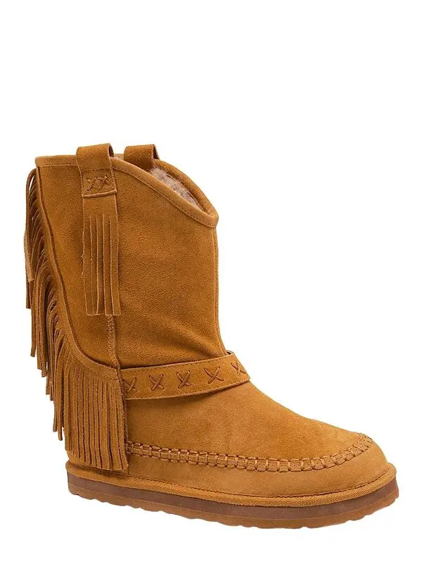 Free People Faye Fringe Pull-on Booties - Toffee Suede