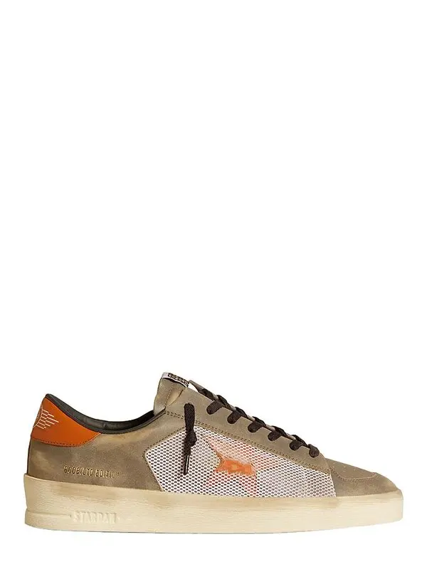 GOLDEN GOOSE Stardan Mesh And Leather Sneakers - Light Grey