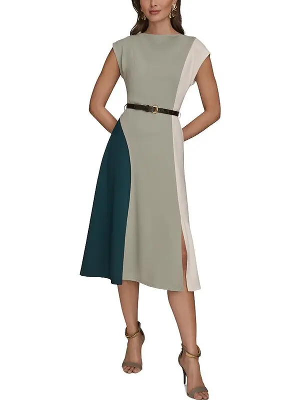 Donna Karan New York A-line Color Block Dress - Hudson/weathered Sage