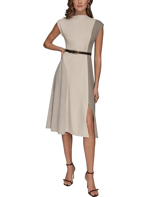 Donna Karan New York A-line Color Block Dress - Vapor/ Driftwood