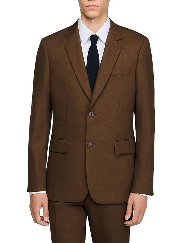 Sandro Heather Legacy Wool Blend Suit Jacket - Tabacco Brown
