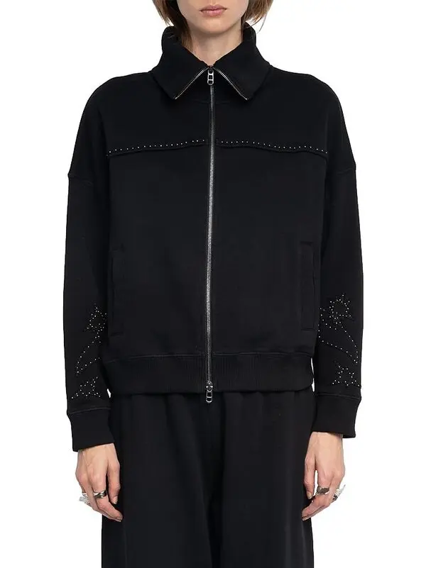 Zadig&Voltaire Milly Studded Zip Sweatshirt - Black